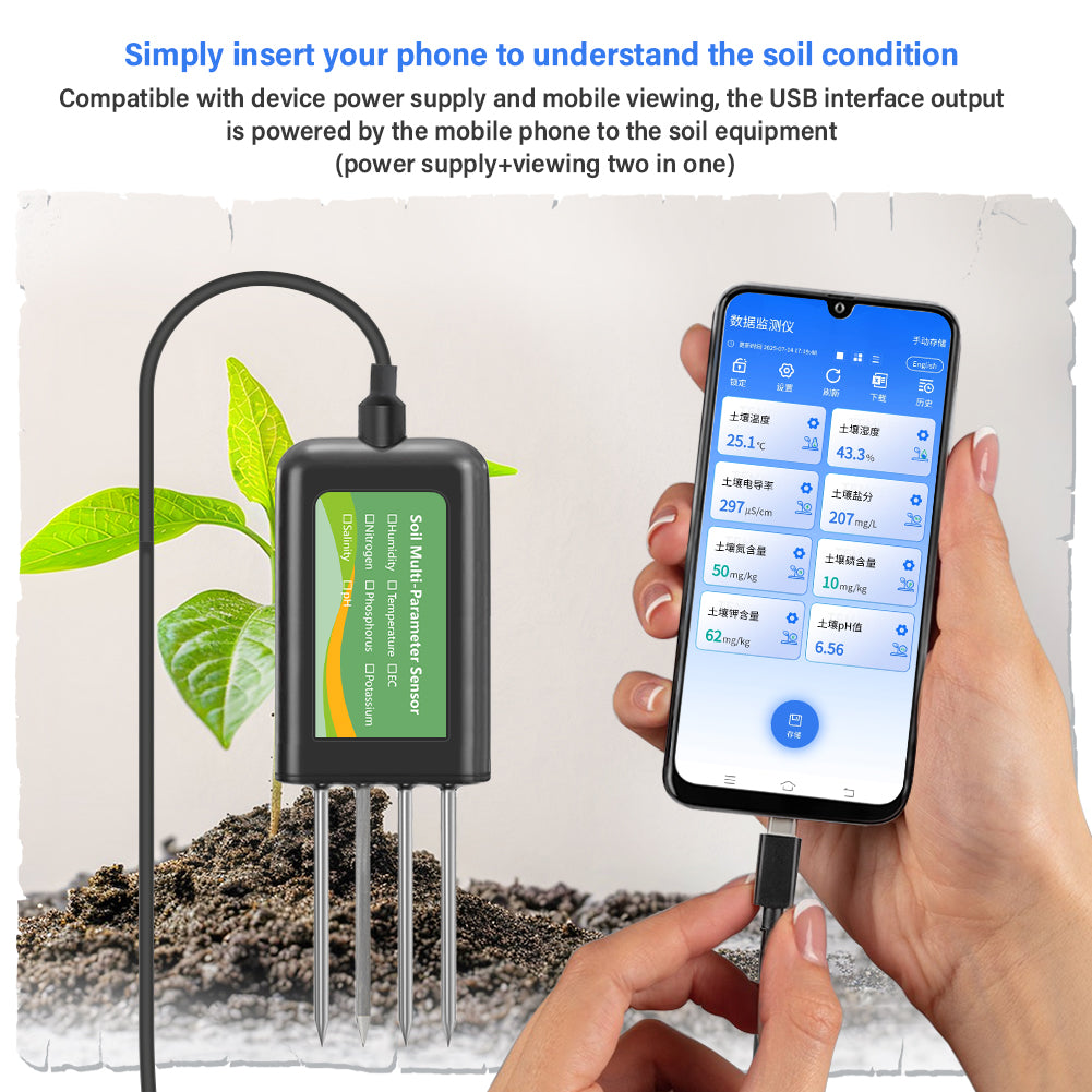 8-in-1 NPK Soil Sensor Probe – Multi-Parameter Tester & Analyzer ...