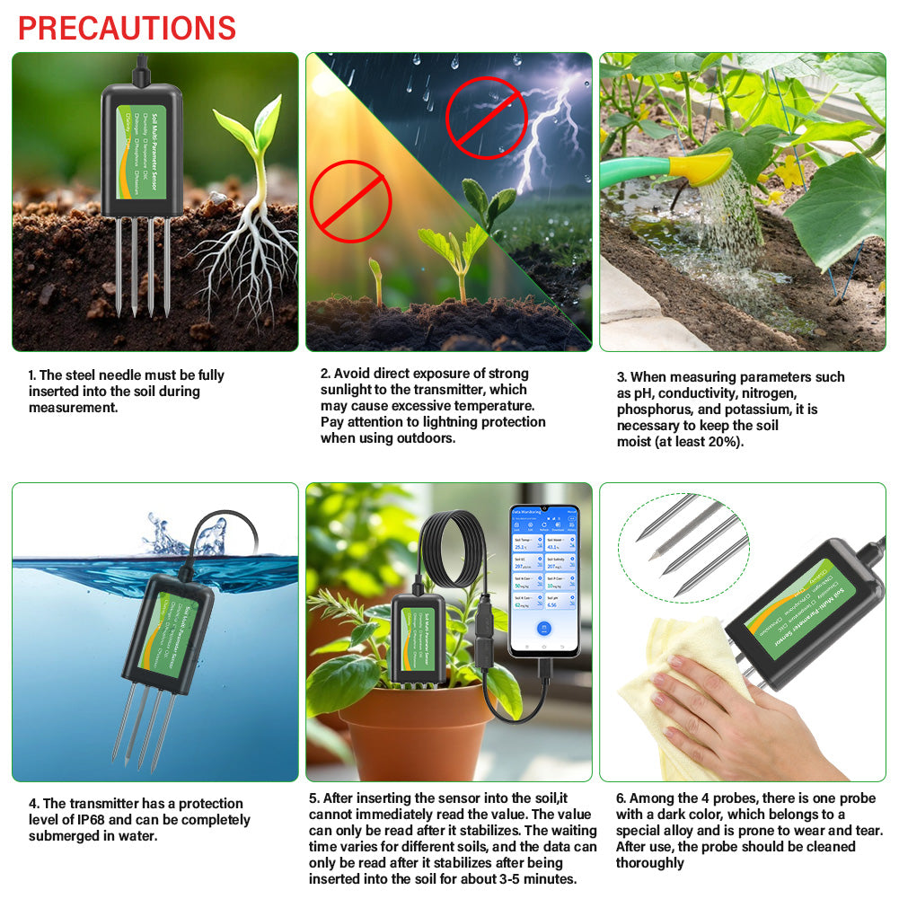 8-in-1 NPK Soil Sensor Probe – Multi-Parameter Tester & Analyzer ...