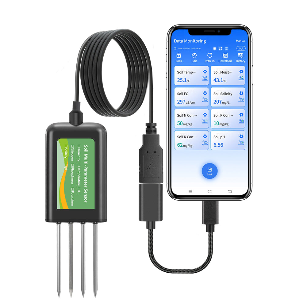 8-in-1 NPK Soil Sensor Probe – Multi-Parameter Tester & Analyzer ...