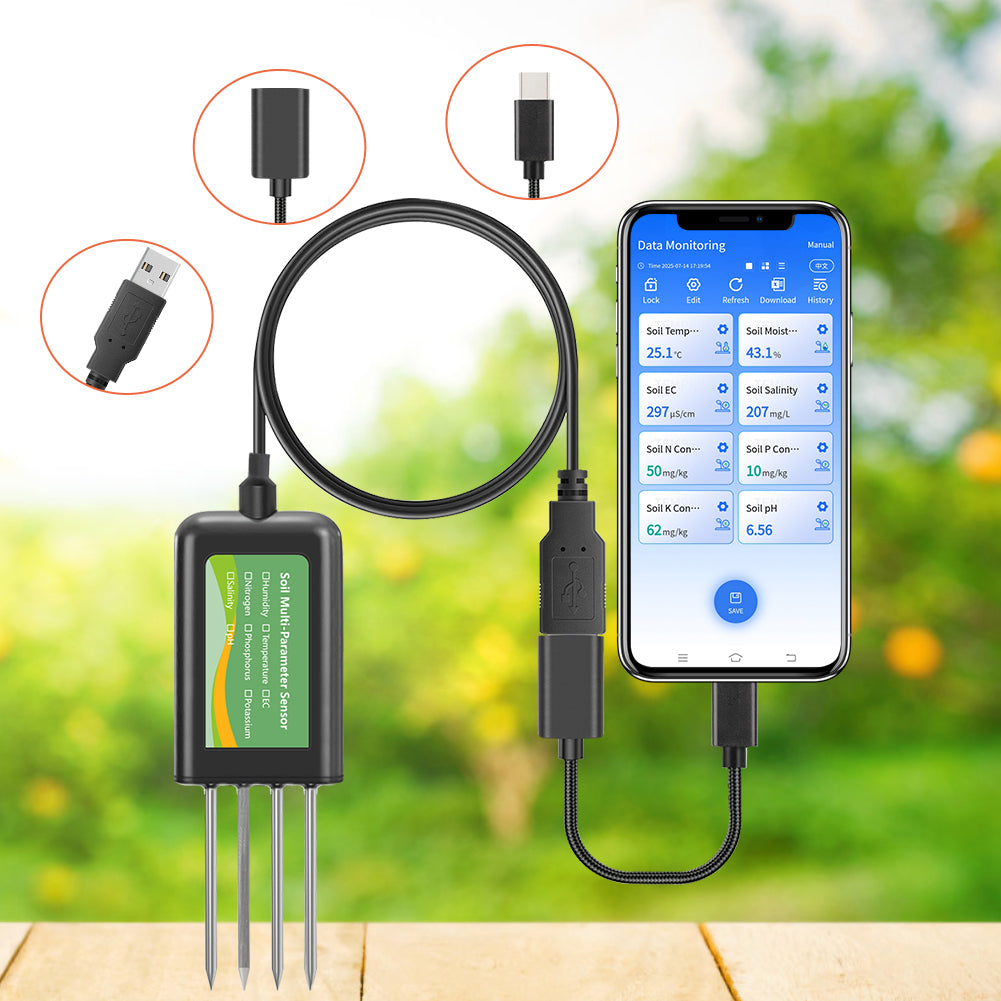 8-in-1 NPK Soil Sensor Probe – Multi-Parameter Tester & Analyzer ...