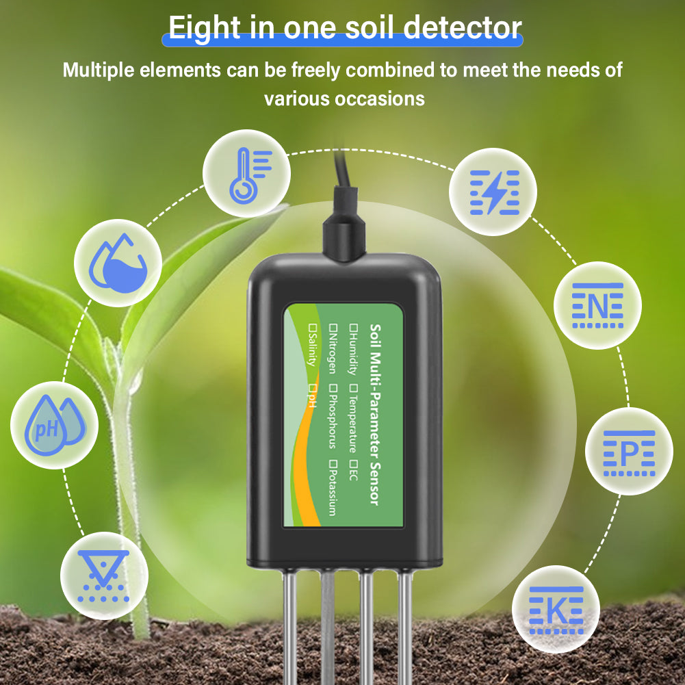 8-in-1 NPK Soil Sensor Probe – Multi-Parameter Tester & Analyzer ...